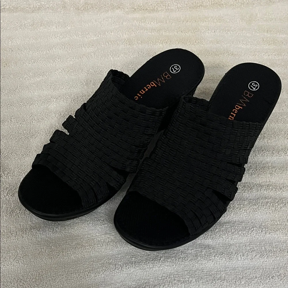 bernie mev. | Shoes | Bernie Mev Black Woven Slipon Clogs | Poshmark